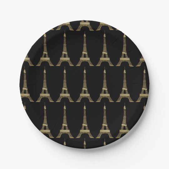 French Black Eiffel Tower Paris Theme Paper Plates | Zazzle.com