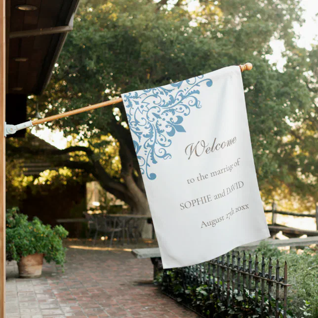 French Blue Fleur de Lis Wedding Welcome Sign | Zazzle
