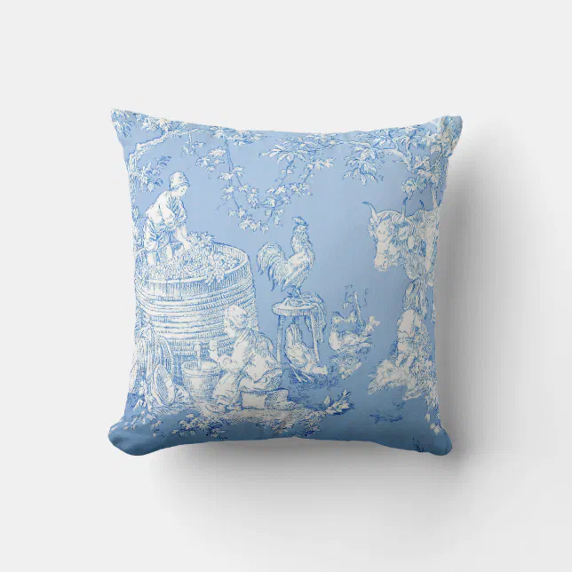 French Blue Toile Pillow | Zazzle
