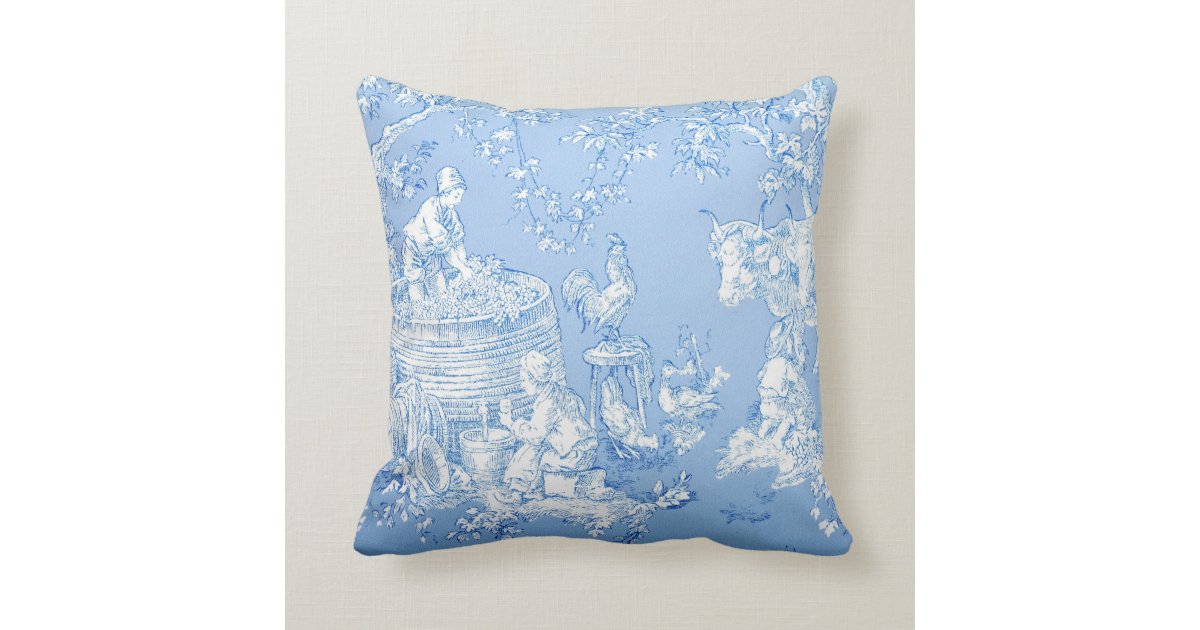 French Blue Toile Pillow | Zazzle.com