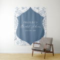 French Blue Victorian Floral Crest Bridal Backdrop | Zazzle