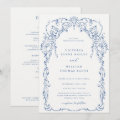 French Blue Victorian Frame Wedding Invitation | Zazzle