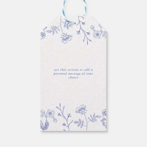 French Blue And White Floral Bridal Shower Personal T Tags Zazzle