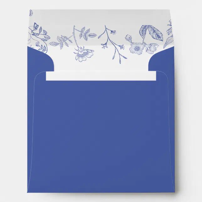 French Blue & White Victorian Floral Bridal Shower Envelope | Zazzle