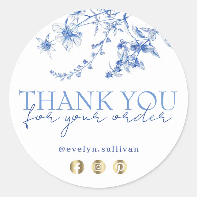 French blue wildflowers thank you sticker | Zazzle