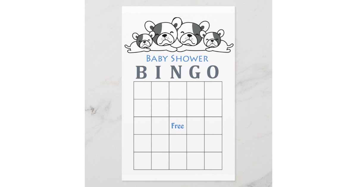 French Bulldog baby shower bingo card | Zazzle