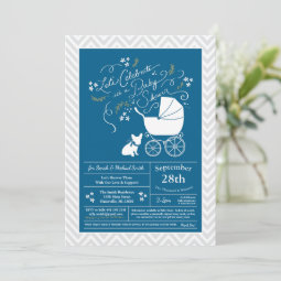 French Bulldog Baby Shower Frenchy Frenchie Blue Invitation | Zazzle