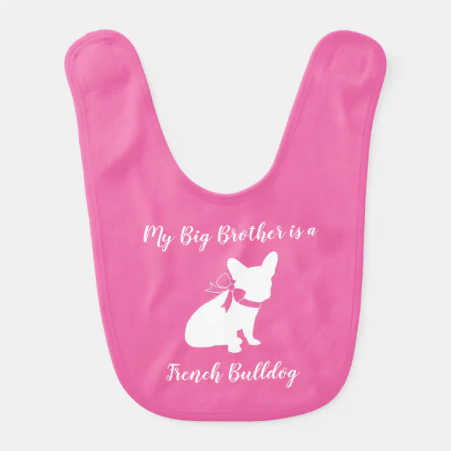 French Bulldog Baby Shower Frenchy Frenchie Pink Baby Bib | Zazzle