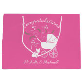 French Bulldog Baby Shower Frenchy Frenchie Pink Large Gift Bag | Zazzle