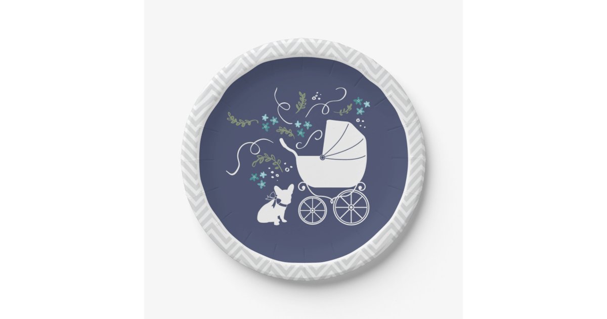 French Bulldog Baby Shower Plate Design 2 | Zazzle