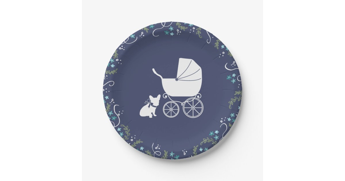 French Bulldog Baby Shower Plate Design 3 | Zazzle