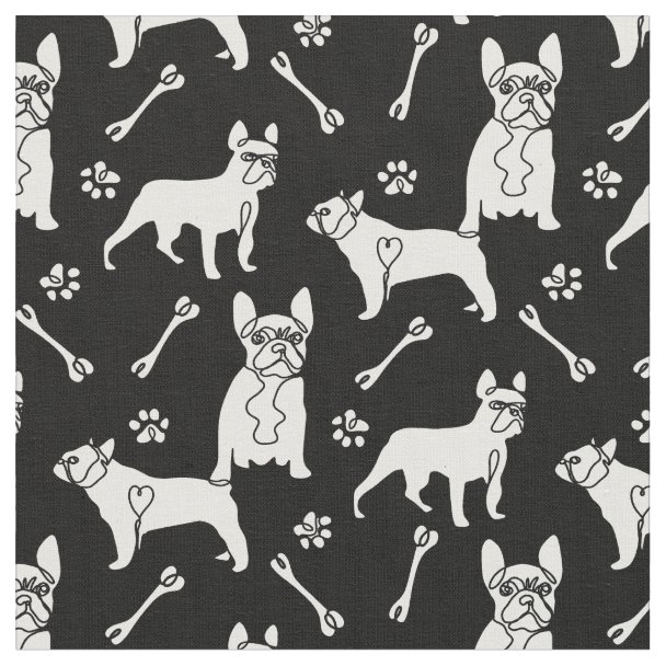 French Bulldog pattern fabric | Zazzle