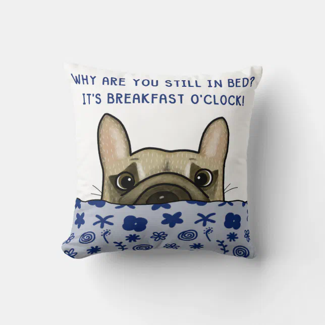 French Bulldog Breakfast O’Clock Throw Pillow | Zazzle