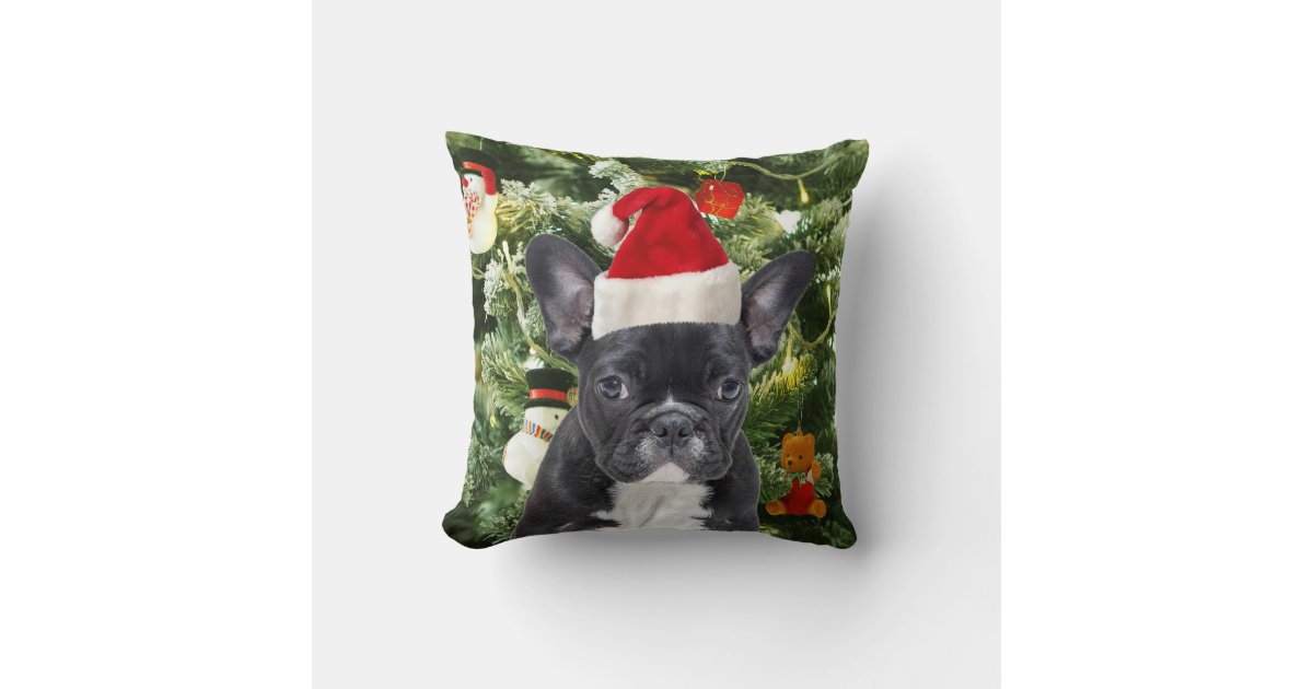 French Bulldog Christmas Tree Ornaments Snowman Throw Pillow | Zazzle
