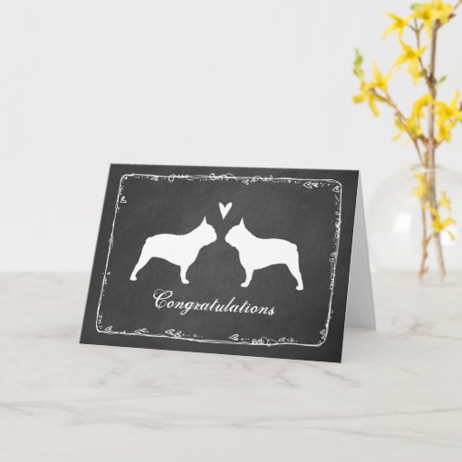 French Bulldog Silhouettes Wedding Congratulations Card | Zazzle
