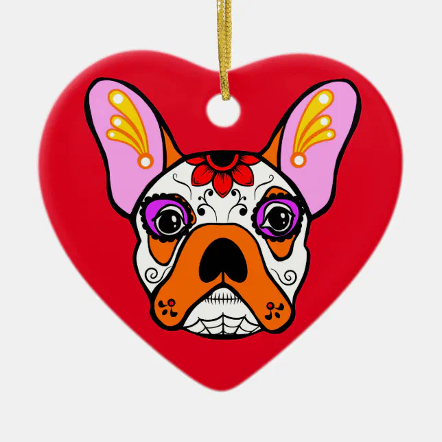French Bulldog Sugar Skull Ceramic Ornament | Zazzle