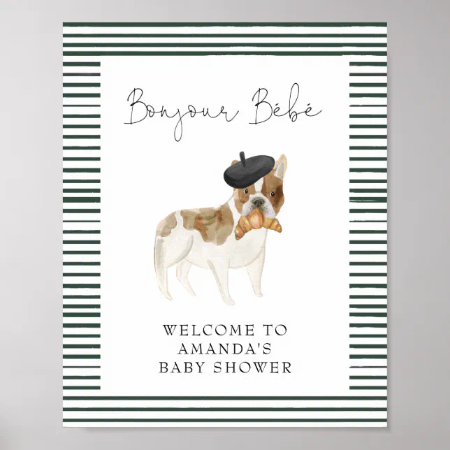 French Bulldog Welcome Baby Shower Poster | Zazzle