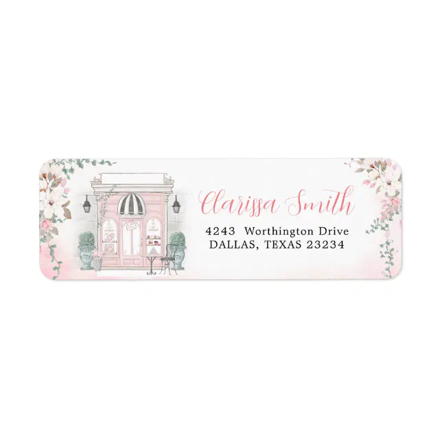 French Cafe Patisserie Girl Pink Birthday Address Label | Zazzle