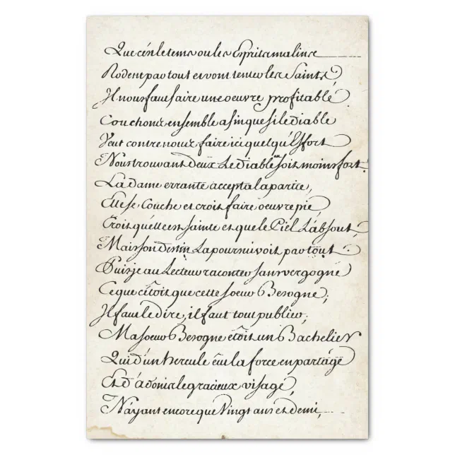 French Calligraphy Vintage Script Parchment Tissue Paper | Zazzle