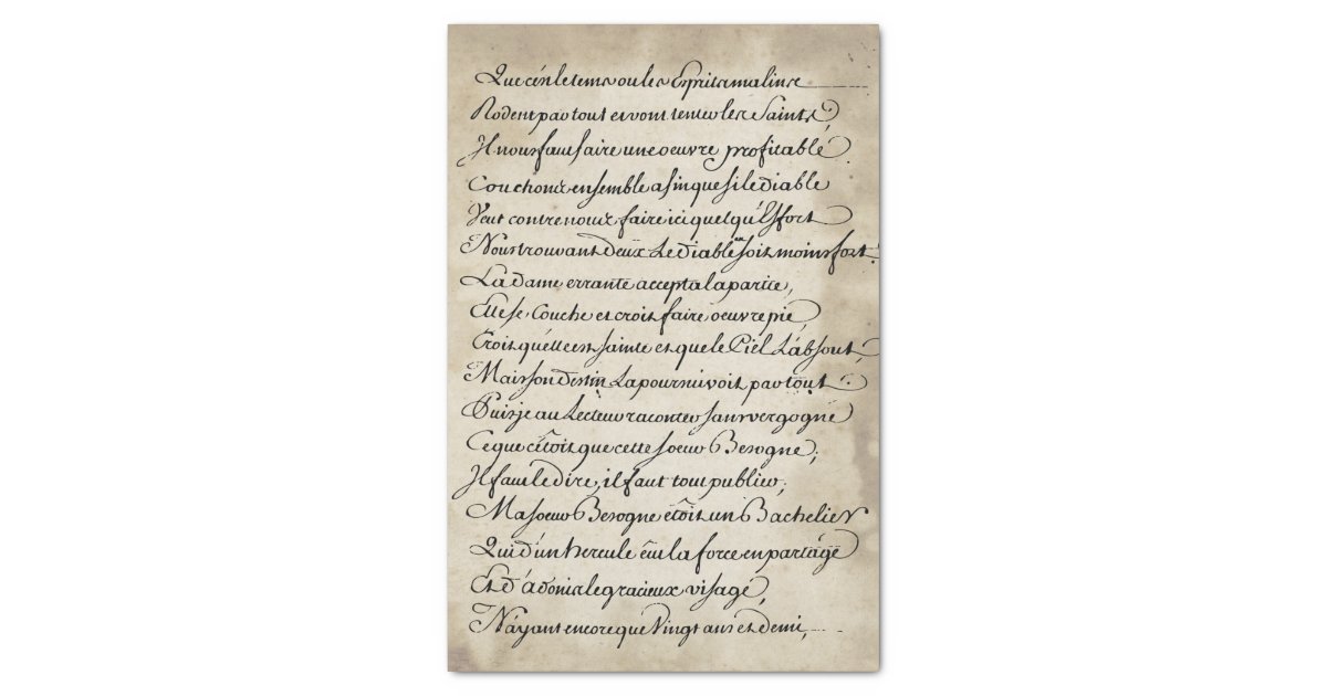 French Calligraphy Vintage Script Tissue Paper | Zazzle