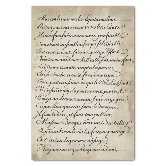 French Calligraphy Vintage Script Tissue Paper | Zazzle