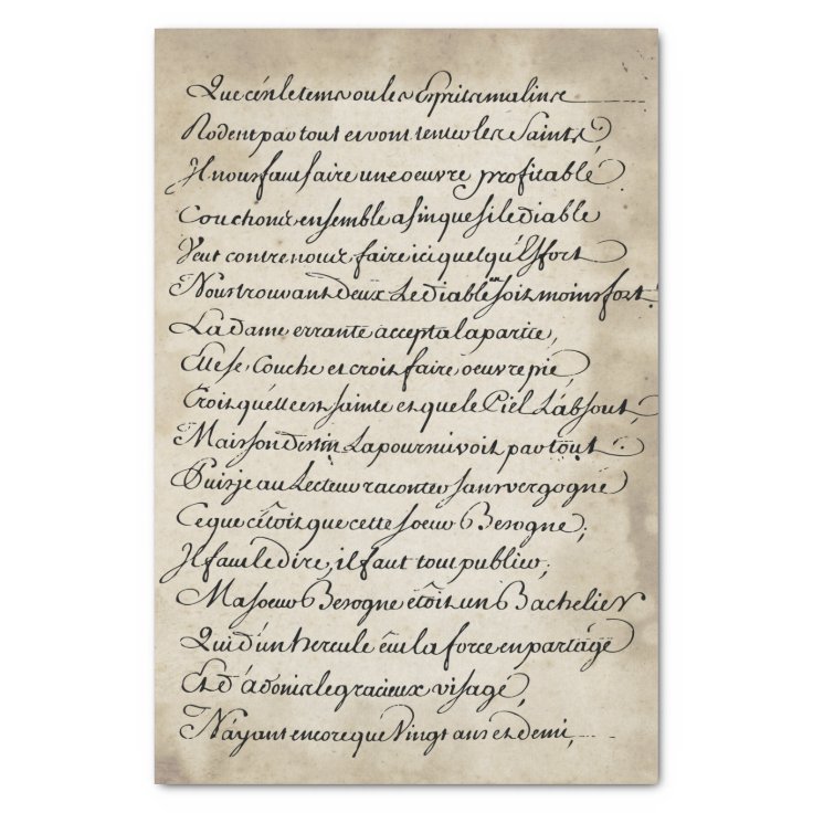 French Calligraphy Vintage Script Tissue Paper | Zazzle