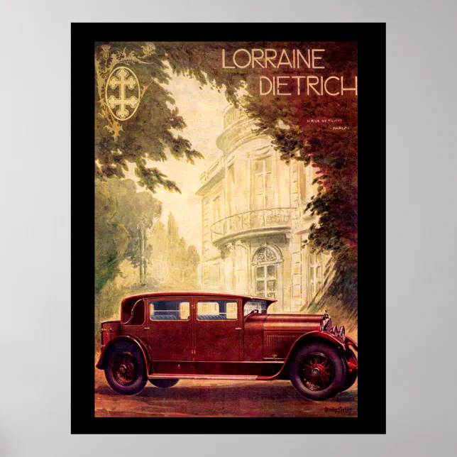 French Car 1920's Vintage Poster | Zazzle