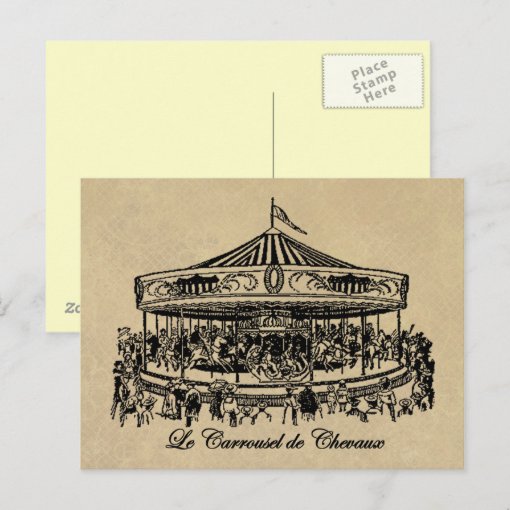French Carousel Horses Apparel and Gifts Postcard | Zazzle