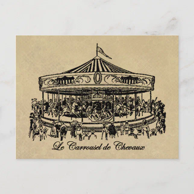 French Carousel Horses Apparel and Gifts Postcard | Zazzle
