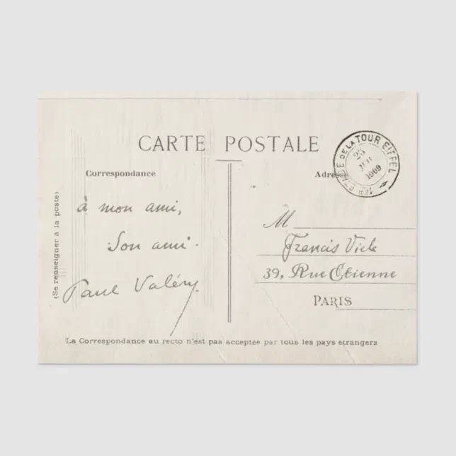 French Carte Postale Decoupage Vintage Tissue Paper | Zazzle