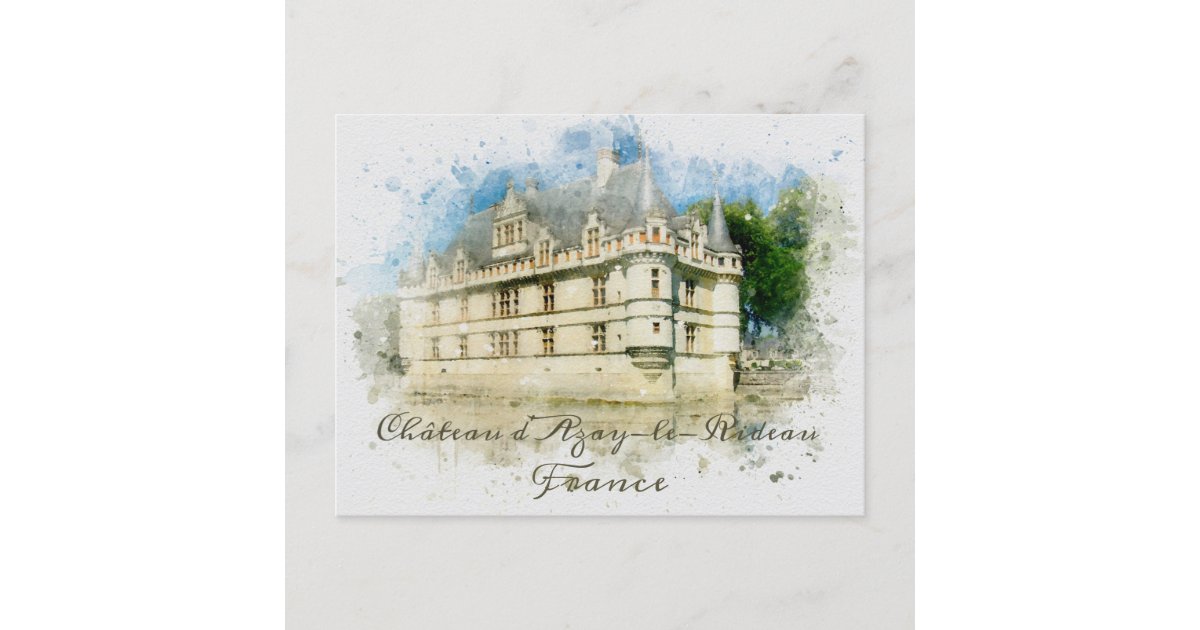 French Chateau Medieval Castle France Watercolor Postcard | Zazzle