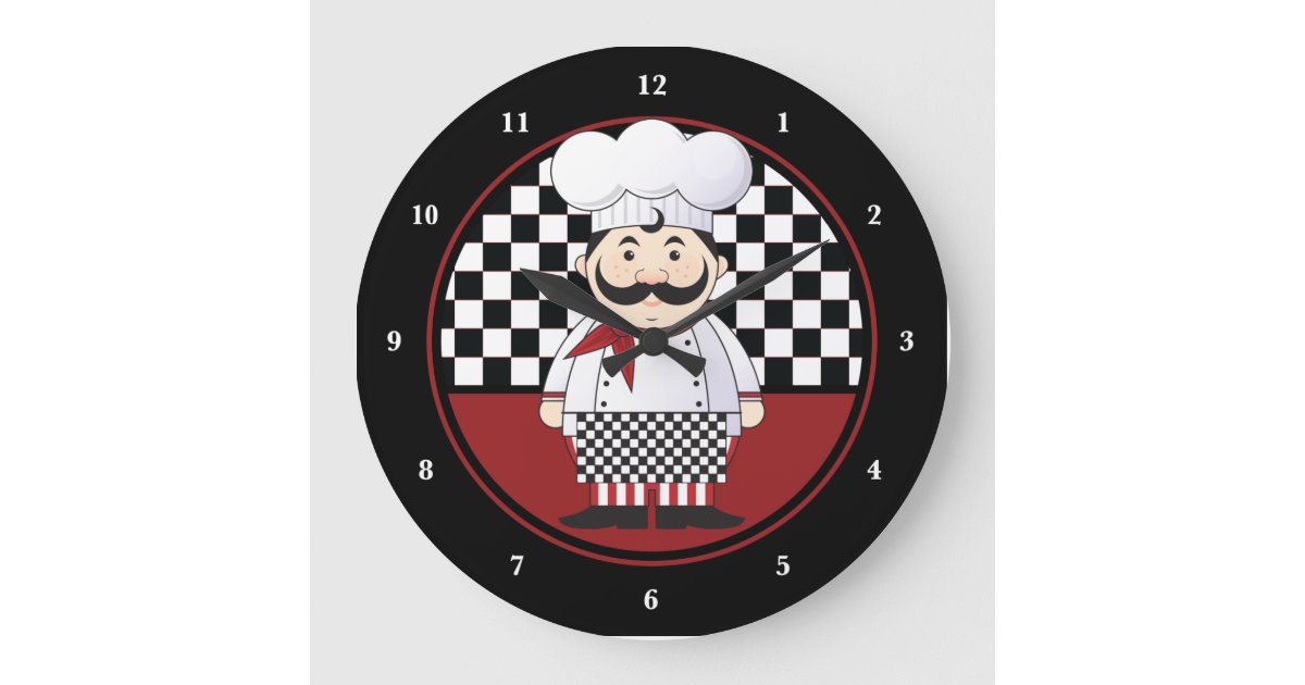 French Chef Large Clock | Zazzle