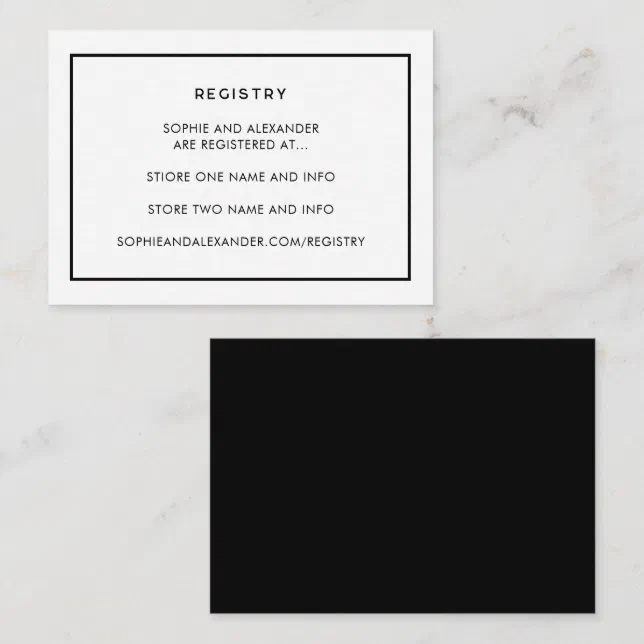 French Chic Minimal Monochrome Wedding Registry Enclosure Card | Zazzle
