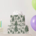 French Christmas Toile Green Wrapping Paper | Zazzle