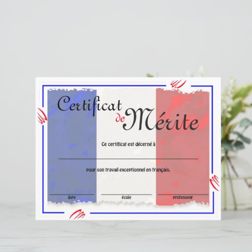 French Class Generic Certificate | Zazzle