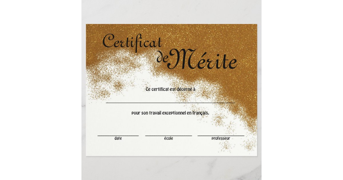 French Class Generic Certificate of Excellence Flyer | Zazzle