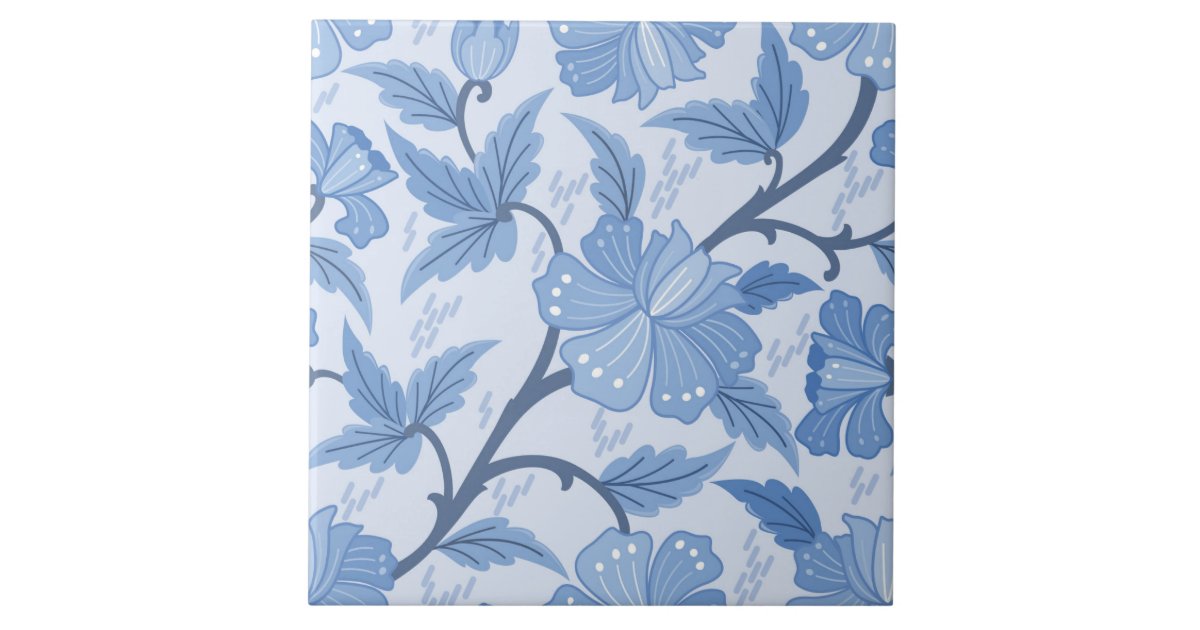 French Cottage Blue Periwinkle Floral Ceramic Tile | Zazzle
