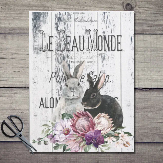 French Country Bunnies Floral craft Tissue Paper | Zazzle