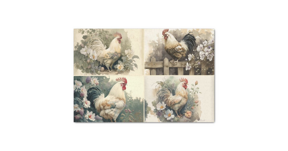 French Country Chickens Tissue Paper | Zazzle