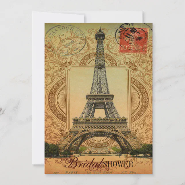 french country modern vintage paris eiffel tower invitation | Zazzle