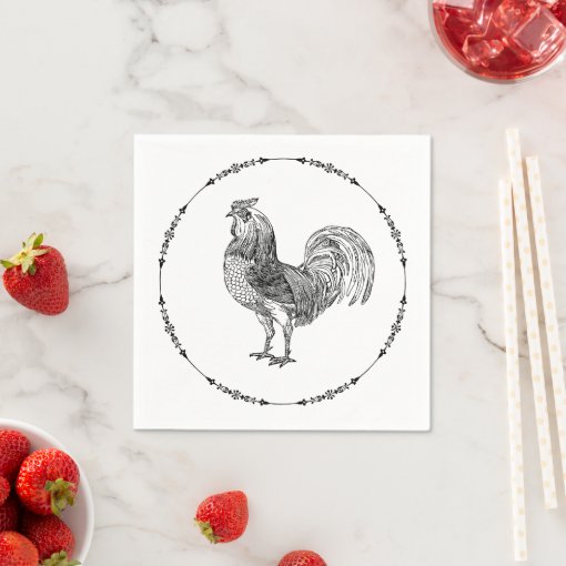 French Country Rooster Napkins | Zazzle