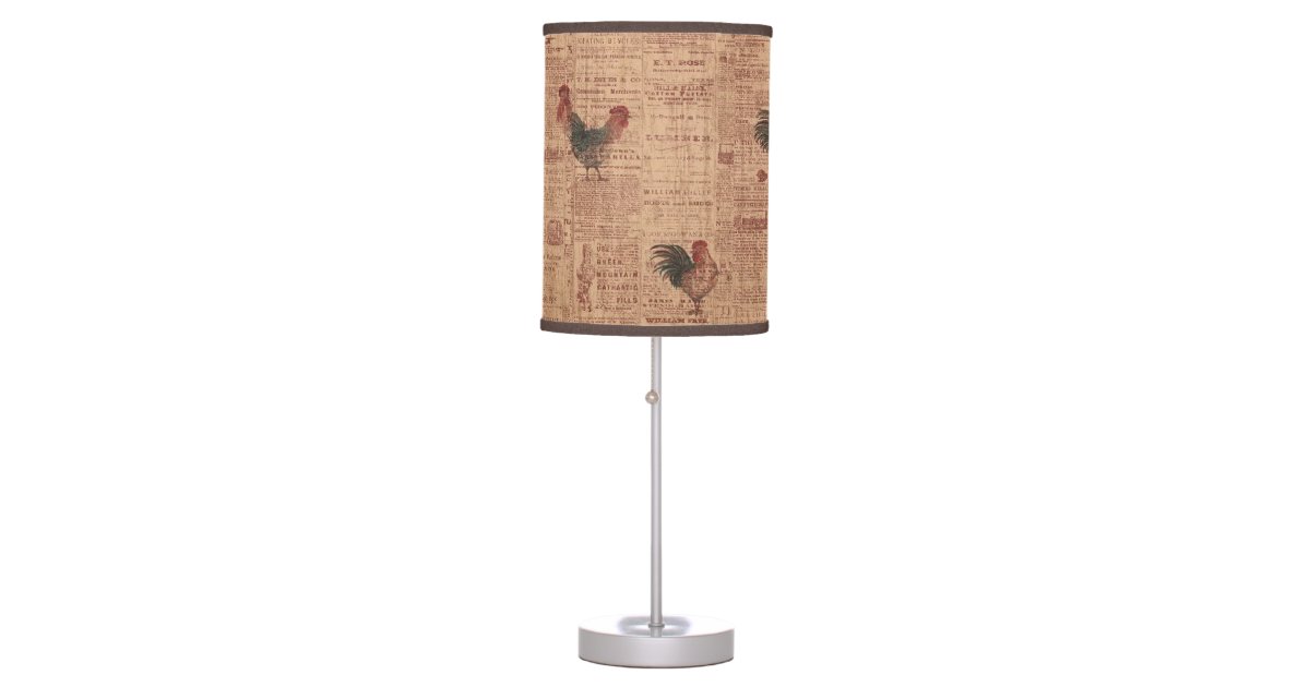 French Country Roosters Print Table Lamp | Zazzle