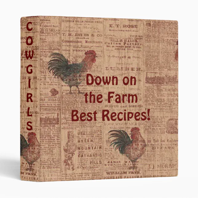 French Country Roosters Recipes CookBook Binder | Zazzle