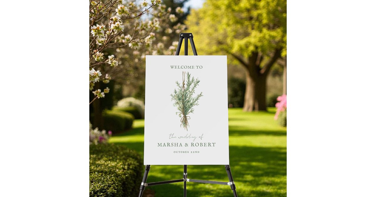 French Country Rosemary Wedding Welcome Sign | Zazzle
