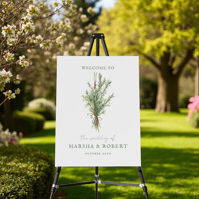 French Country Rosemary Wedding Welcome Sign | Zazzle