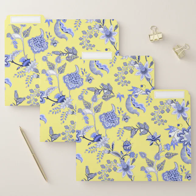 French Country Yellow And Blue File Folder | Zazzle