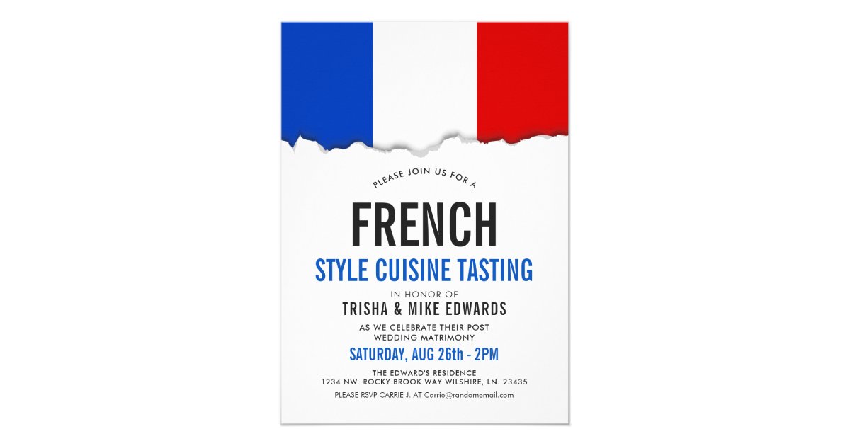 French Cuisine | Party Flag Invite | Zazzle.com