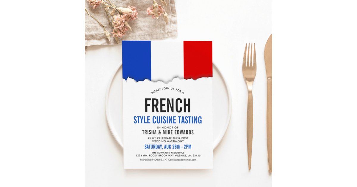 French Cuisine | Party Flag Invite | Zazzle