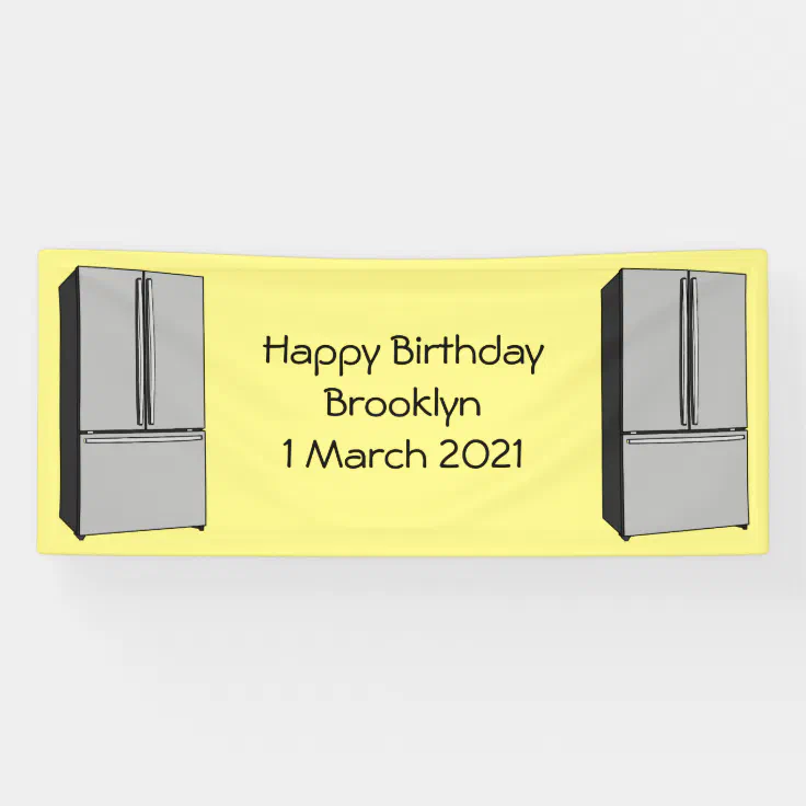 French door refrigerator cartoon illustration banner | Zazzle