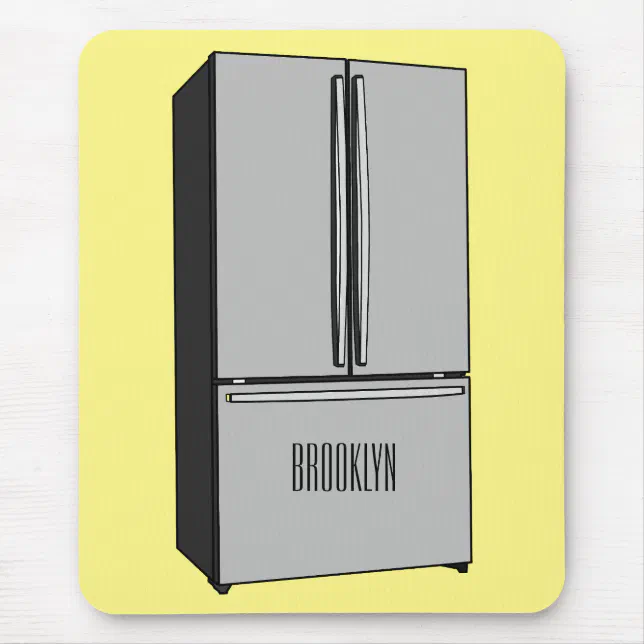 French door refrigerator cartoon illustration mouse pad | Zazzle